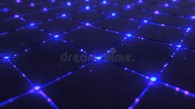 Abstract Blue Grid Network Digital Art Background Web Dark Neon Glow ...