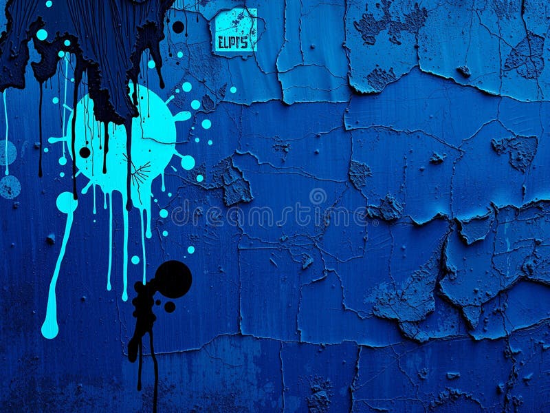Abstract Blue Grunge Wall Texture with Faded Ink Splatter and Scratch ...