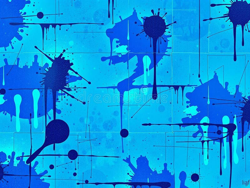 Abstract Blue Grunge Wall Texture with Faded Ink Splatter and Scratch ...