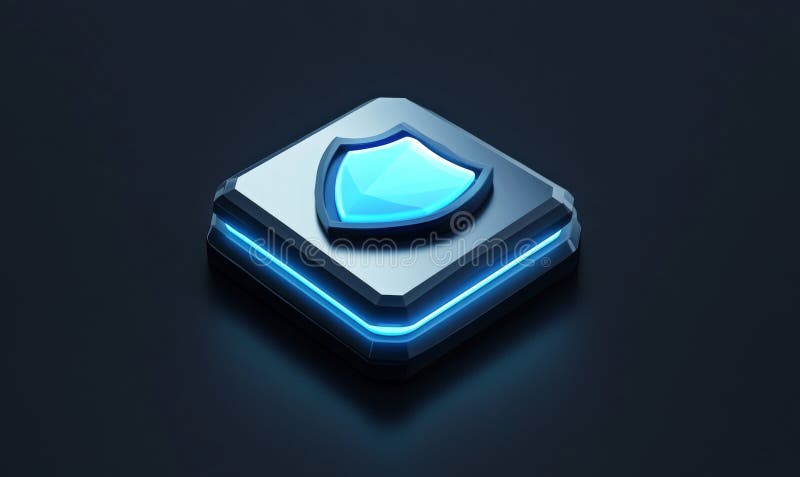 Abstract Blue Guard Shield with a Power Button for Protection, Cyber ...