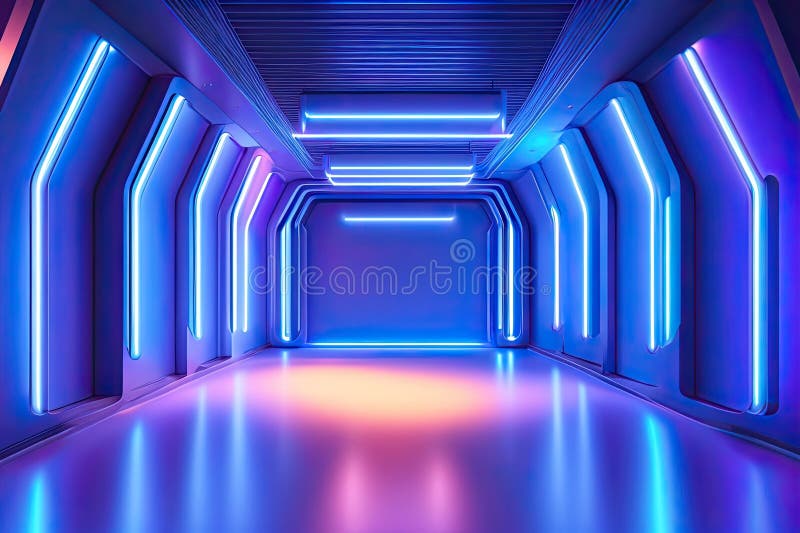 Abstract Blue Hall Background Generative AI Stock Illustration ...