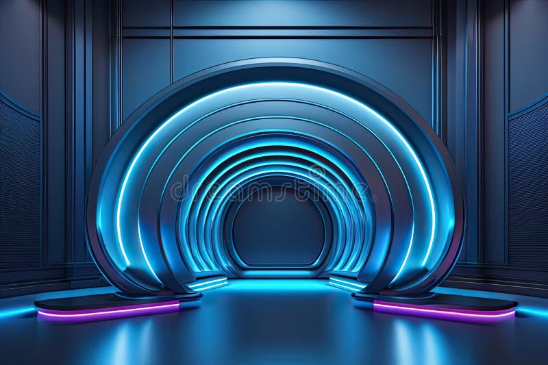 Abstract Blue Hall Background Generative AI Stock Illustration ...