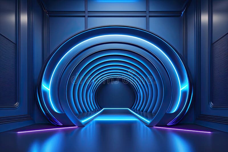 Abstract Blue Hall Background Generative AI Stock Image - Image of ...