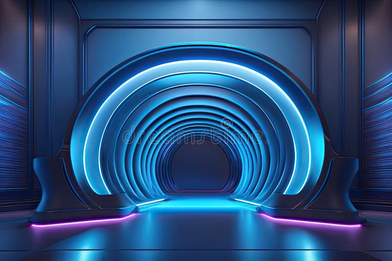 Abstract Blue Hall Background Generative AI Stock Illustration ...