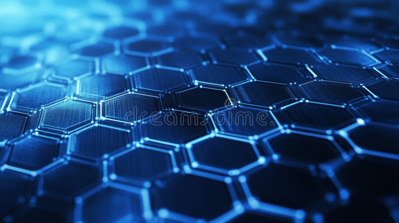 Abstract Blue Hexagon Background Interconnected Network with Geometric ...