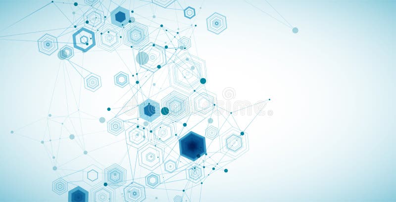 Abstract Blue Hexagon Futuristic Background for Design Works. Science ...