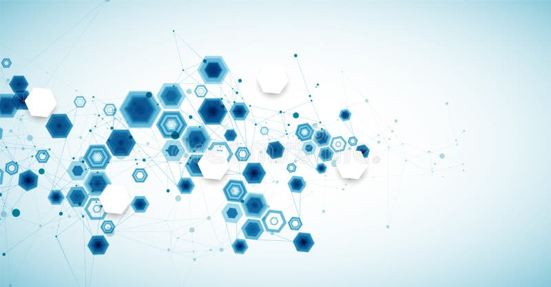 Abstract Blue Hexagon Futuristic Background for Design Works. Science ...
