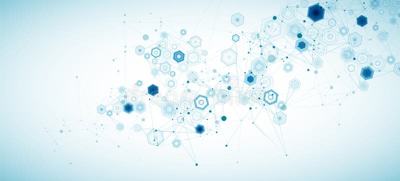Abstract Blue Hexagon Futuristic Background for Design Works. Science ...