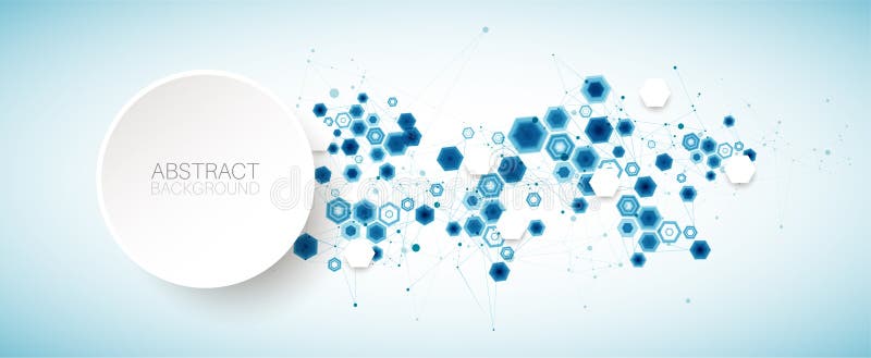 Abstract Blue Hexagon Futuristic Background for Design Works. Science ...