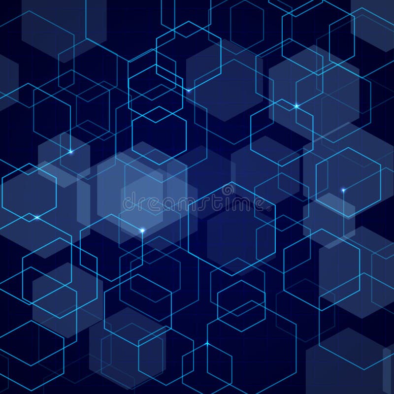 Abstract Blue Hexagon Grid Background Stock Vector - Illustration of ...