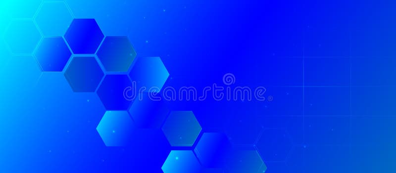 Abstract Blue Hexagon Grid Technology Background Stock Illustration ...