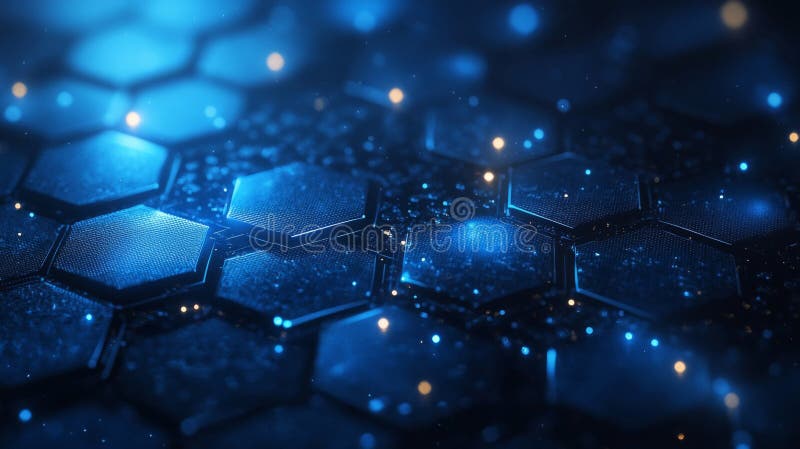Abstract Blue Hexagon Network Digital Background Stock Illustration ...