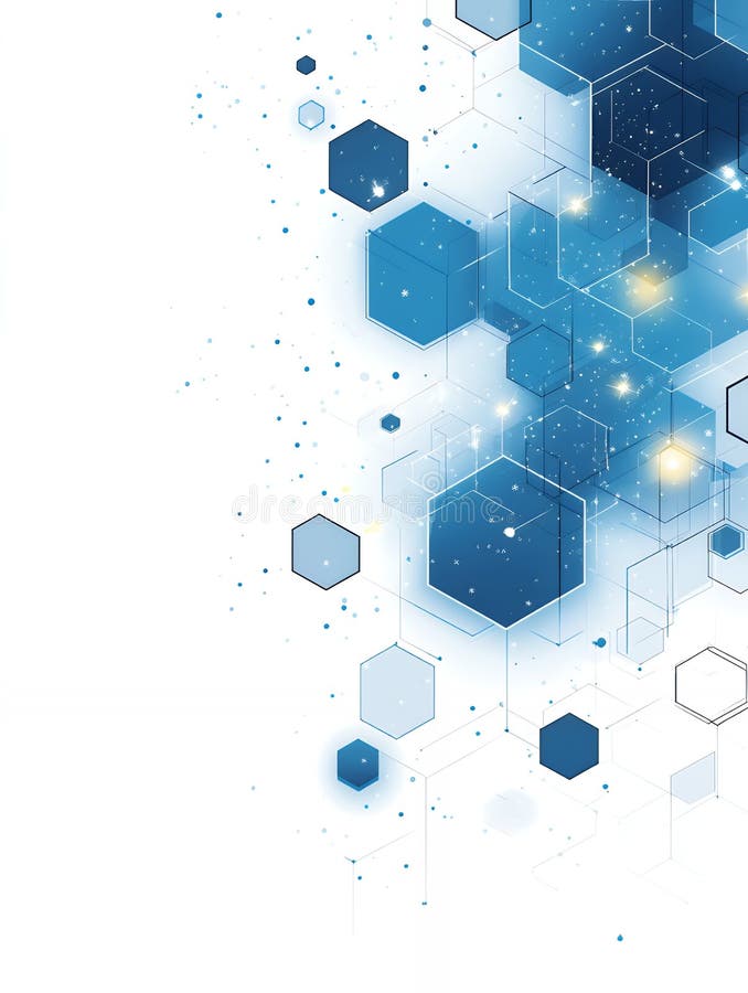 Abstract Blue Hexagon Network Tech Background Design Stock Illustration ...