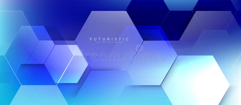 Abstract Blue Hexagon Shapes Pattern Background. Futuristic Digital ...