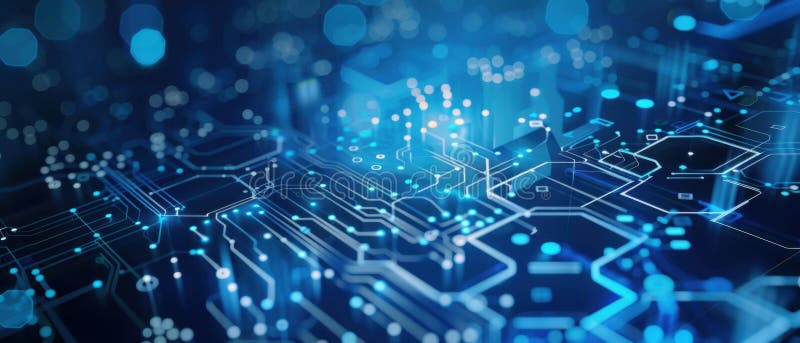 Abstract Blue Hexagonal Digital Technology Background Stock ...