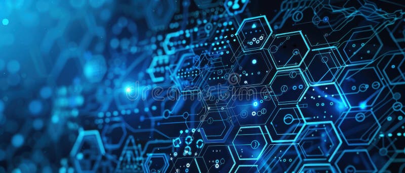 Abstract Blue Hexagonal Digital Technology Background Stock ...