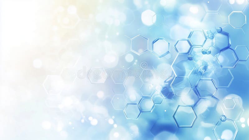 Abstract Blue Hexagonal Molecular Structure, Soft Light Background ...