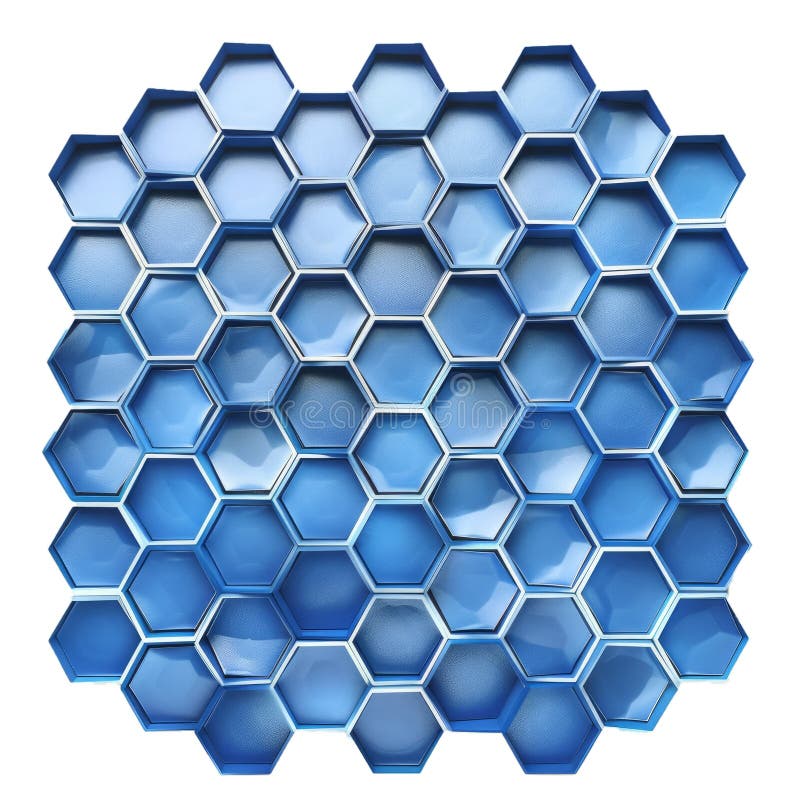 Abstract Blue Hexagonal Pattern on Transparent Background Stock Image ...