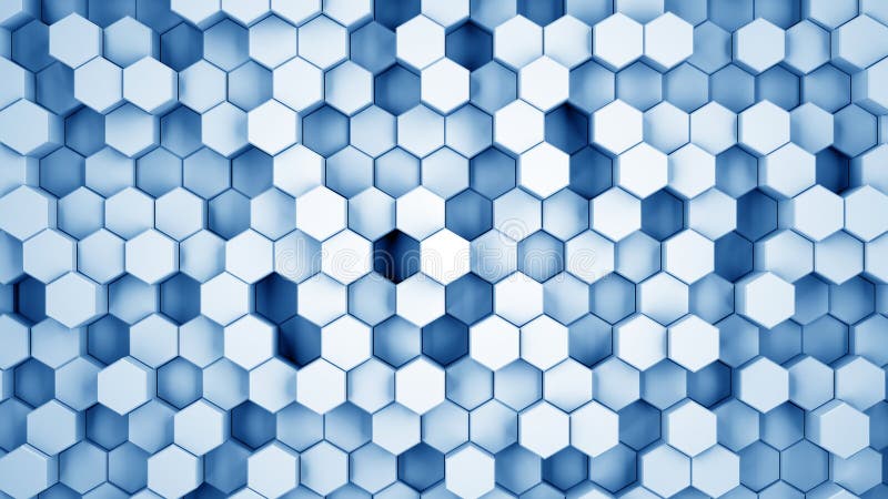 Abstract Blue Hexagonal Sci-fi Honeycomb Geometrical Background. 3d ...