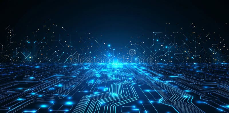 An Abstract Blue Hi Tech Background with Glowing Horizontal Lines and ...