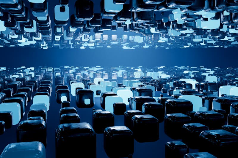 Abstract Blue High Tech Background of 3d Cubes. Abstract Geometric ...