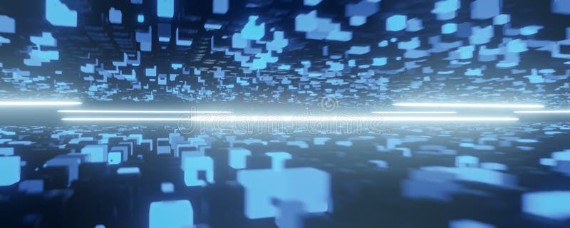 Abstract Blue High Tech Background of 3d Cubes. Abstract Geometric ...