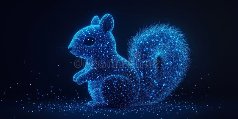 Abstract Blue Holographic Squirrel in Digital Space, Modern Technology ...