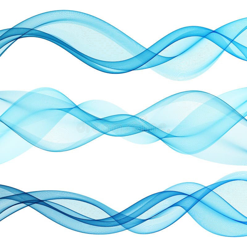 Abstract Blue Horizontal Waves.the Set of Three Transparent Waves ...