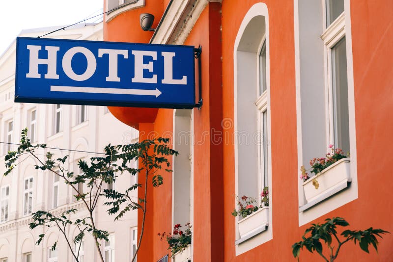 Abstract Blue Hotel Signboard Stock Image - Image of housing, exterior ...