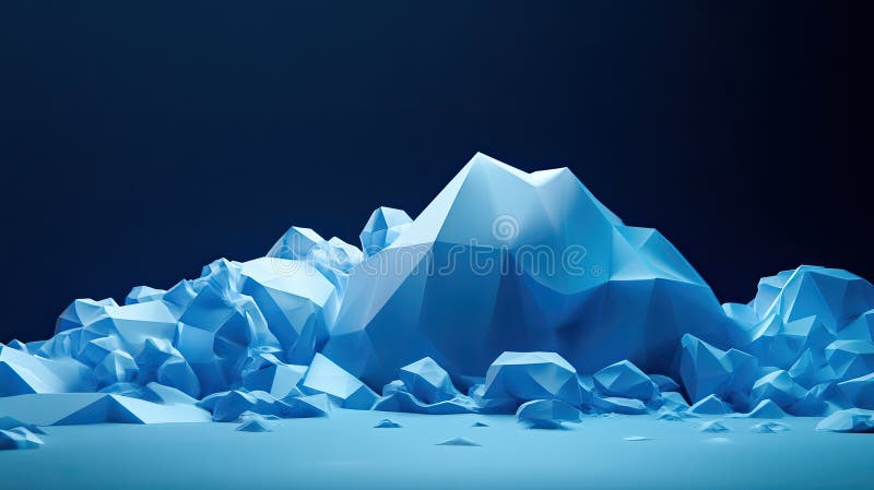 Abstract Blue Ice Crystals. Low Poly 3D Render Stock Illustration ...