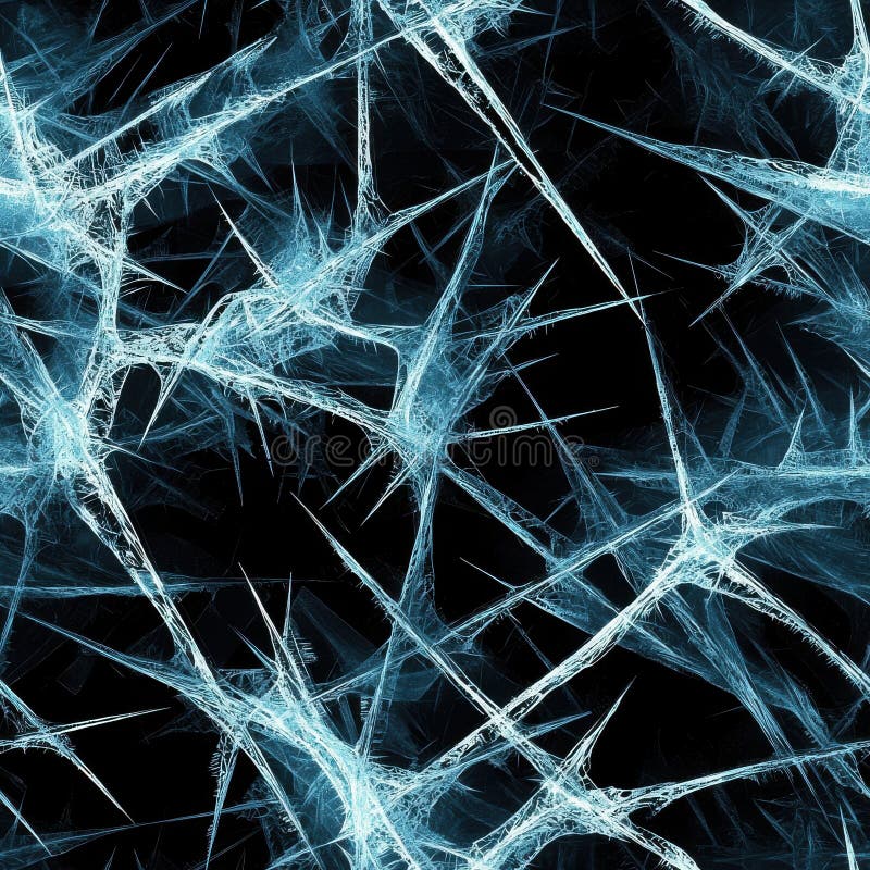 Abstract Blue Ice Pattern with Sharp Lines and Textures on Black ...