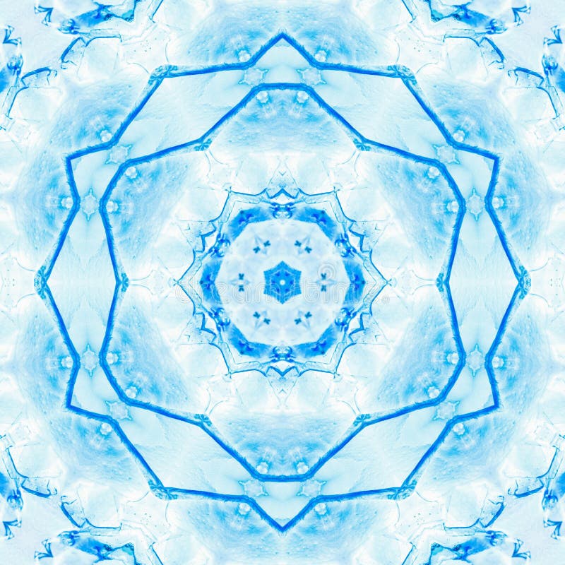 Abstract Blue Ice Pattern Symmetry. Christmas Snowflake Stock ...