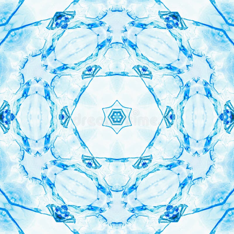 Abstract Blue Ice Pattern Symmetry. Kaleidoscope Snowflake Stock ...