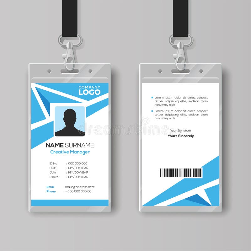 Simple Blue Geometric ID Card Design Template Stock Vector ...