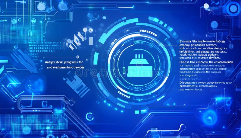 Abstract Digital Circuitry with a Central Device Icon Stock ...