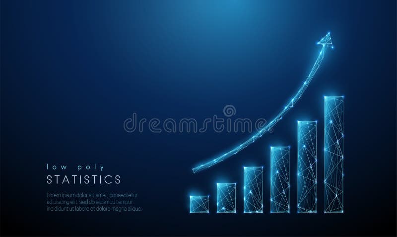 Abstract Blue Increasing Chart. Low Poly Style Design Stock Vector ...