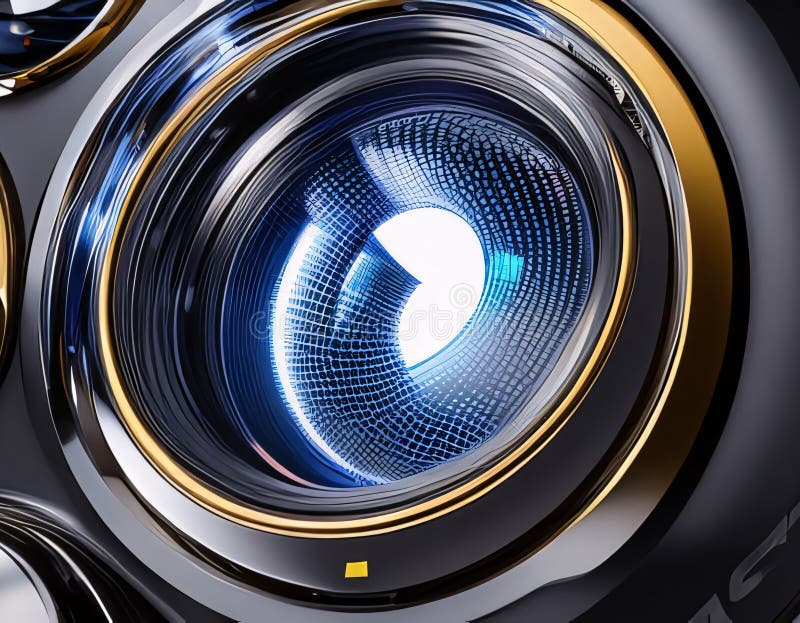 Abstract Blue Industrial Metallic Texture Resembling Camera Lens ...