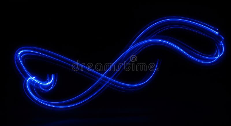 Abstract Blue Infinity Symbol Created with Light Streaks on Black ...