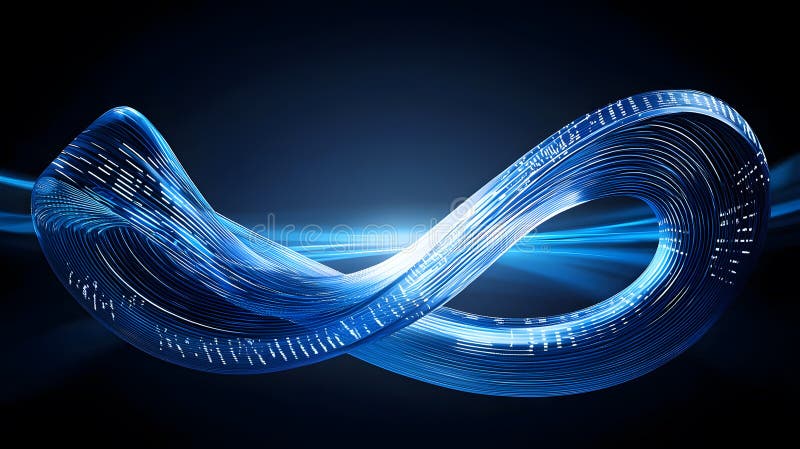Abstract Blue Infinity Symbol with Glowing Lines Stock Illustration ...