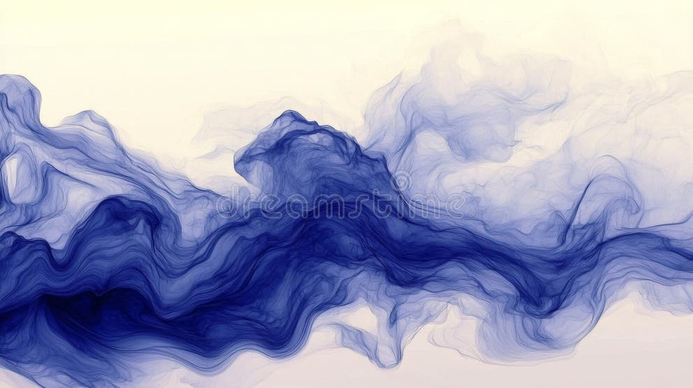 Abstract Blue Ink Painting with White Background Stock Illustration ...