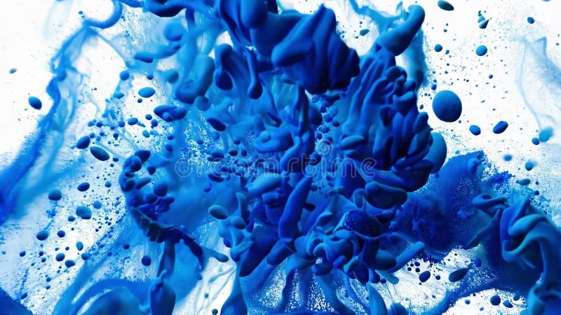 Abstract Blue Ink Splash on White Background, Fluid Dynamics. Artistic ...