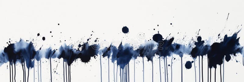 An Abstract Blue Ink Splatter Art Work Set Against a Clean White ...