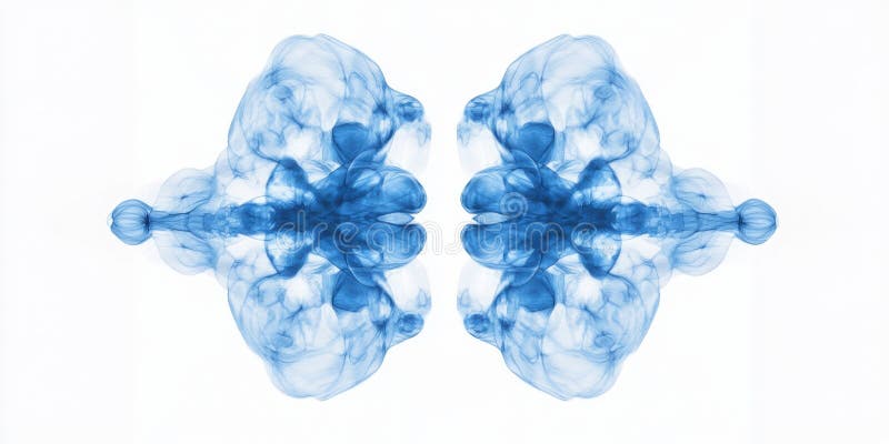 Abstract Blue Ink Symmetric Pattern on White Background Stock ...