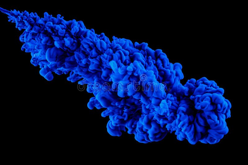 Abstract Blue Ink in Water on a Black Background Stock Photo - Image of ...