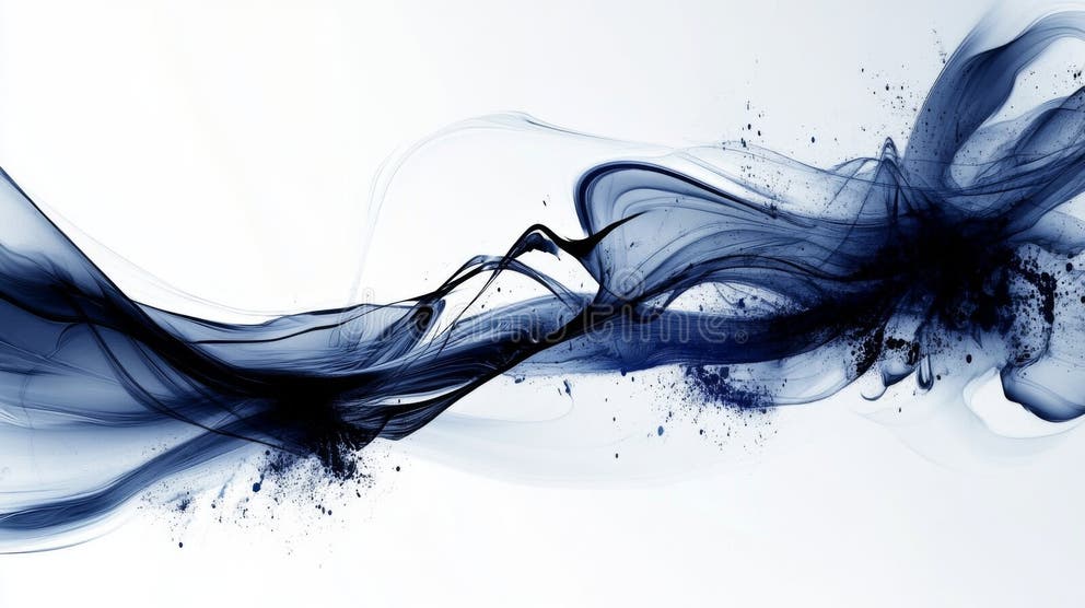 Abstract Blue Ink Wave Design Swirling Motion Stock Illustration ...