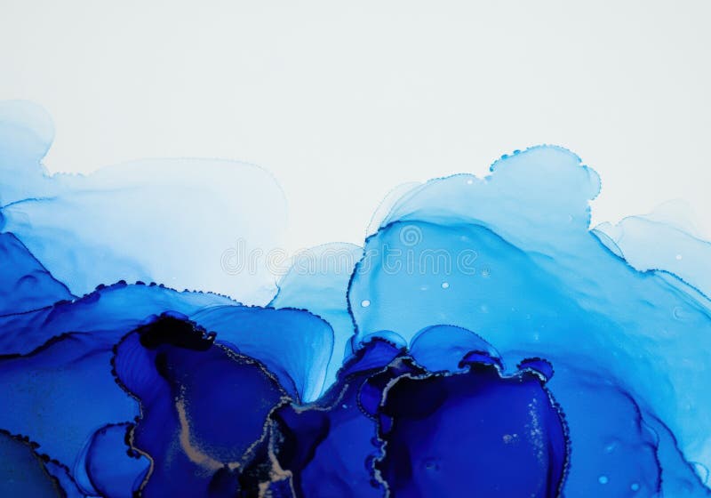 Abstract Blue Ink Waves Creating Serene Calming Atmosphere Stock Photos ...