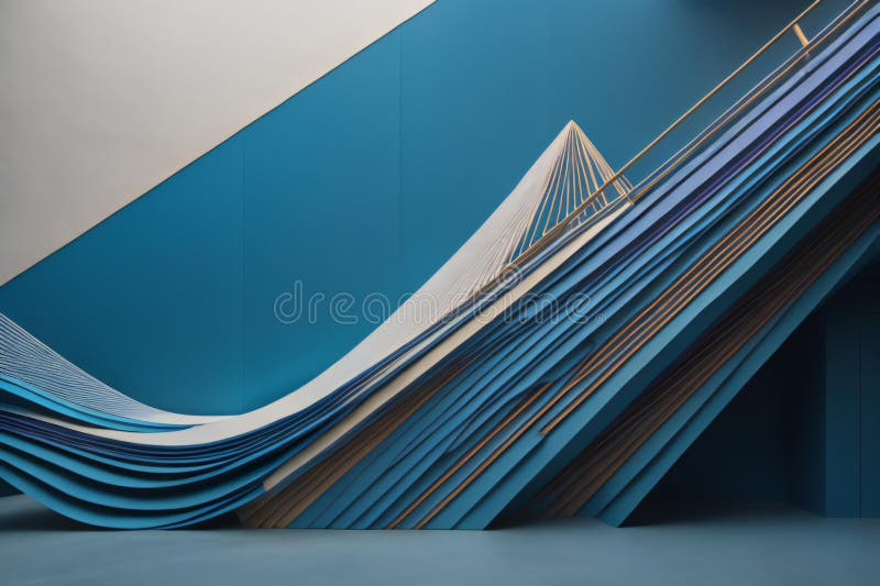 Abstract Blue Interior with Geometric Shapes. Ai Generated Stock ...