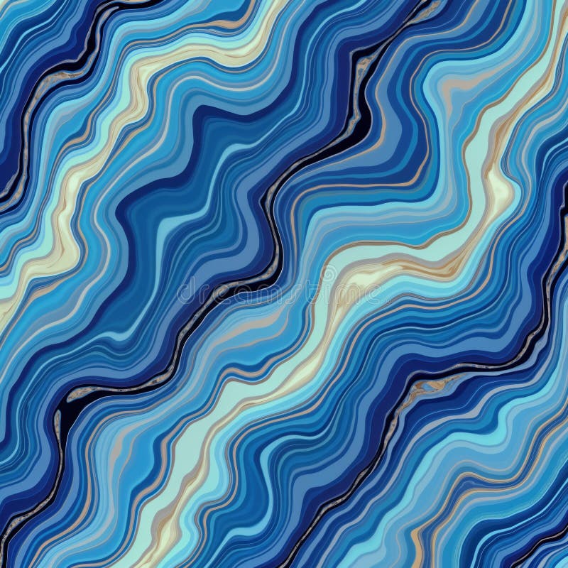 Abstract Blue Iridescent Wavy Pattern Design Resembling Liquid Marble. Seamless Texture with ...