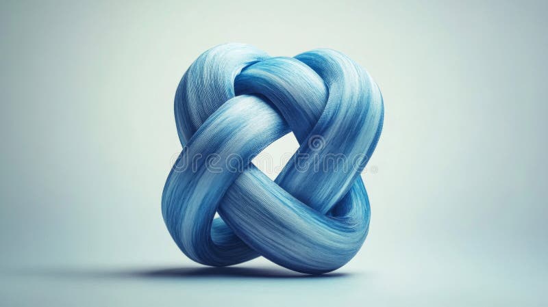 Abstract Blue Knot Shape with Textured Surface and Geometric Design on ...