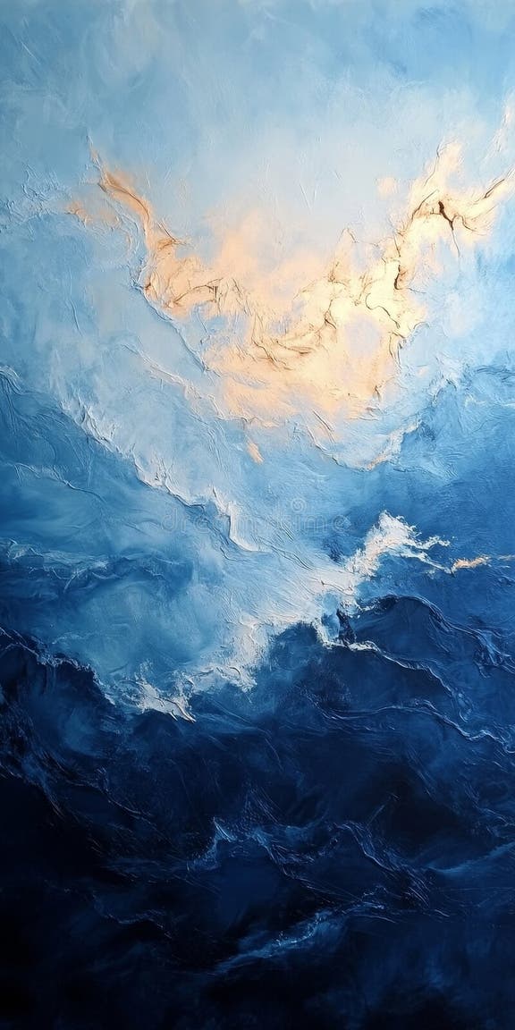 Abstract Blue Landscape Painting Stock Illustration - Illustration of ...